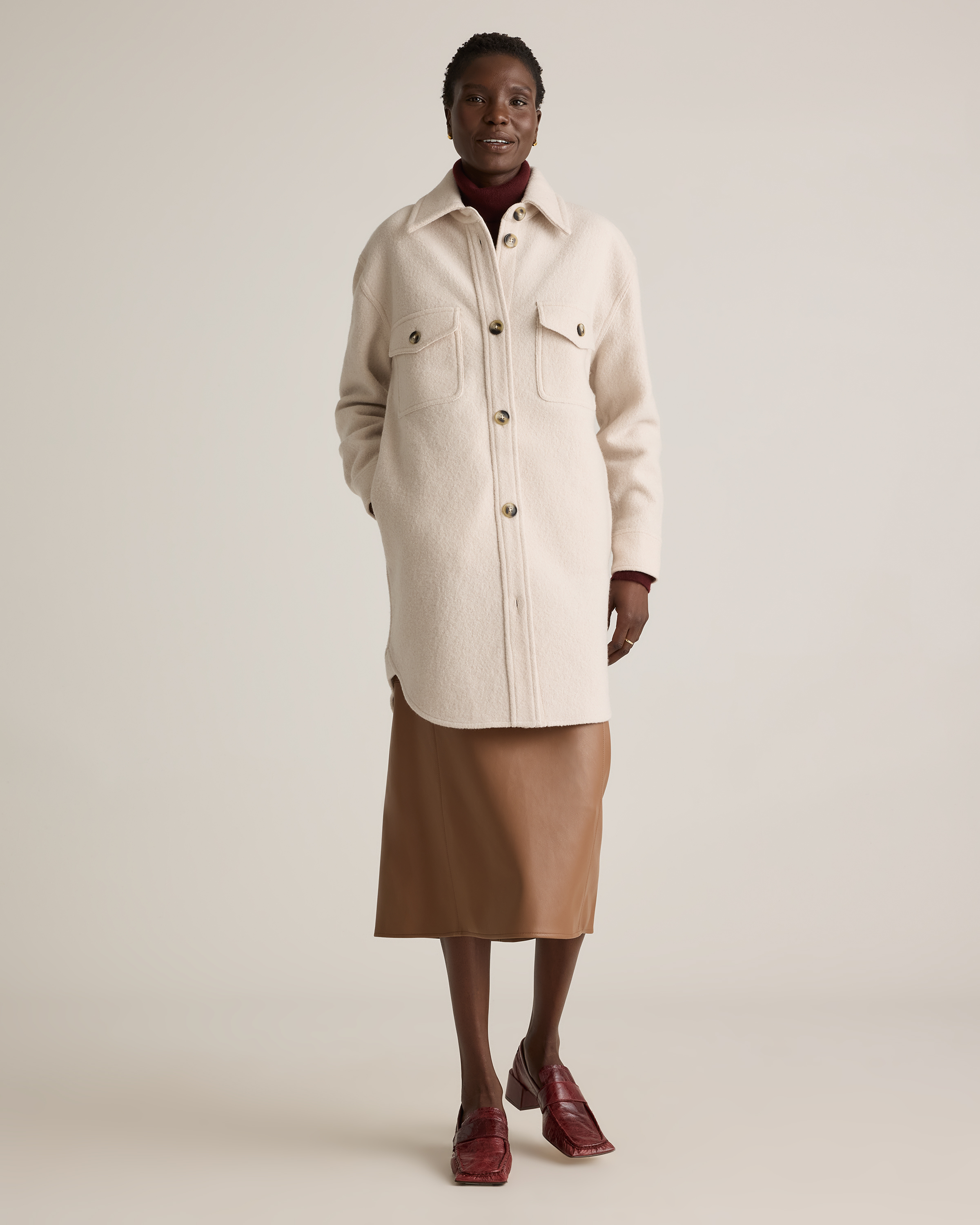 QUINCE 100% Merino Wool Long Shirt Jacket